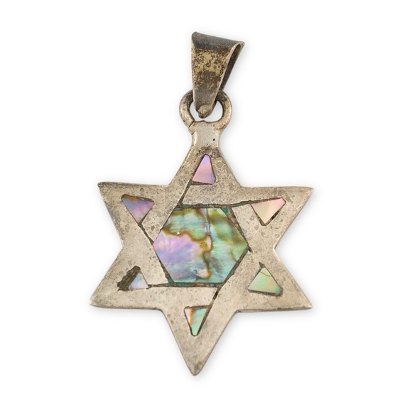 Jewelry | Vintage Star Of David Pendant Sterling Silver Abalone Shell ...